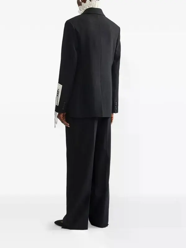 Erdem Satin-lapel Blazer With Logo Patch