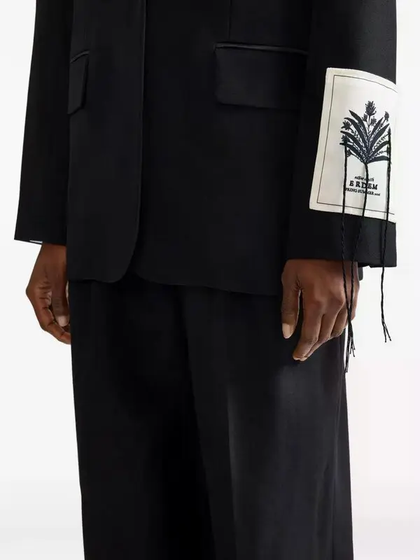 Erdem Satin-lapel Blazer With Logo Patch