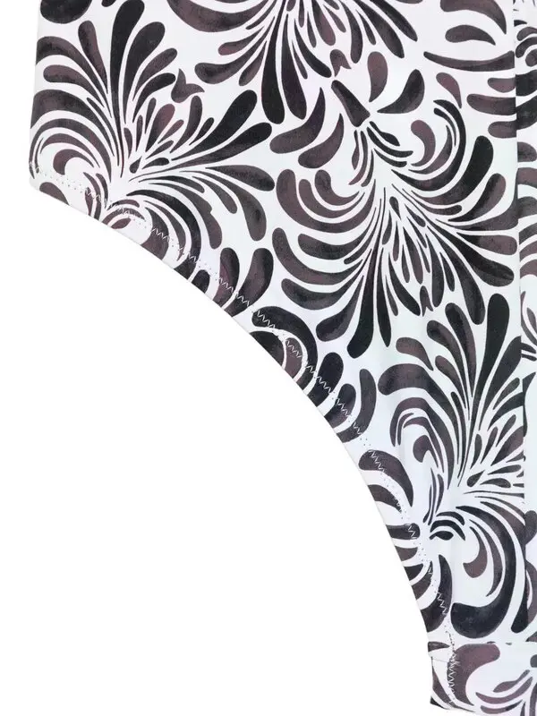 TWINSET Botanical Print Halterneck Swimsuit - White