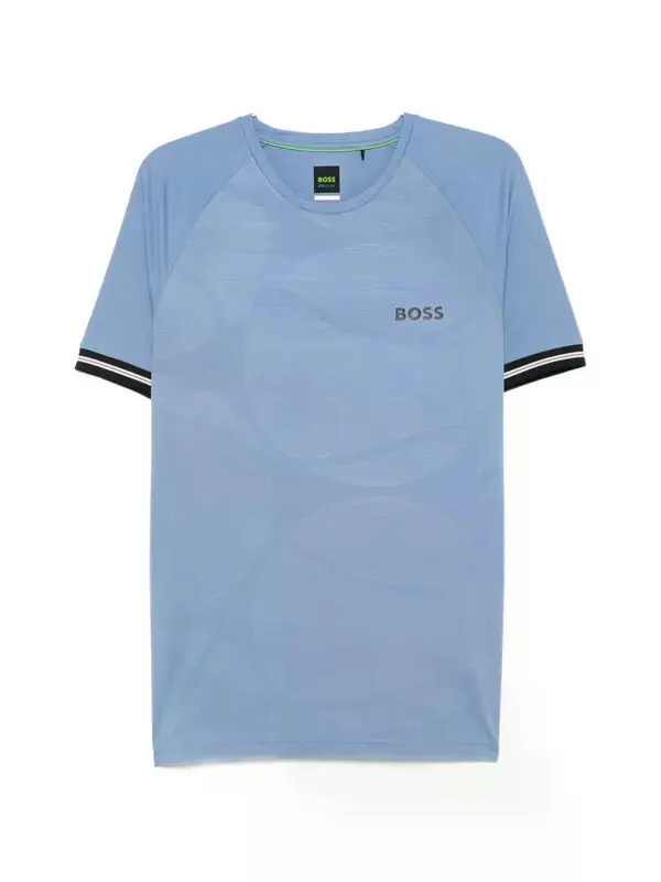 BOSS Active Slim-fit T-shirt With Tennis-ball Eming - Blue