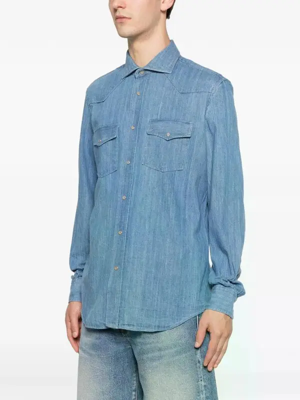 MAZZARELLI Western-yoke Chest-pocket Shirt