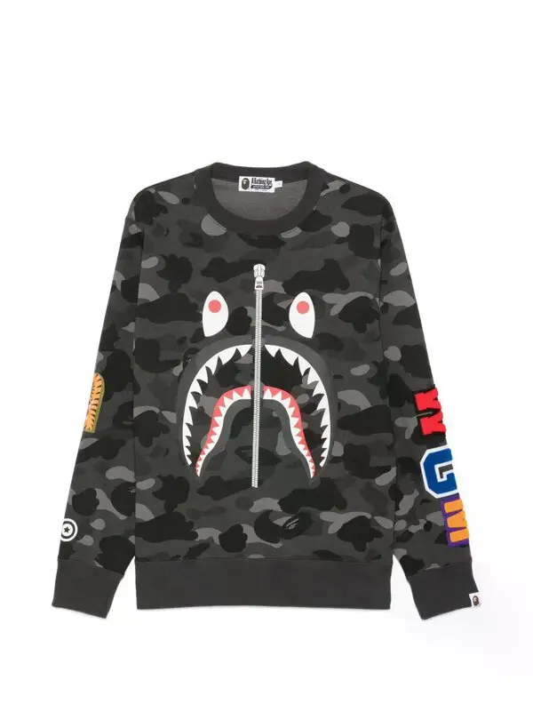 BAPE BLACK BY *A BATHING APE® Bape Camouflage Shark Motif Sweatshirt