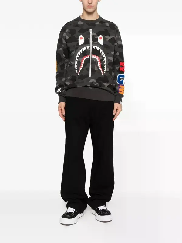 BAPE BLACK BY *A BATHING APE® Bape Camouflage Shark Motif Sweatshirt