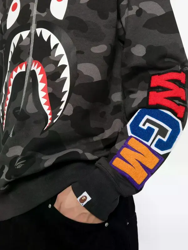 BAPE BLACK BY *A BATHING APE® Bape Camouflage Shark Motif Sweatshirt