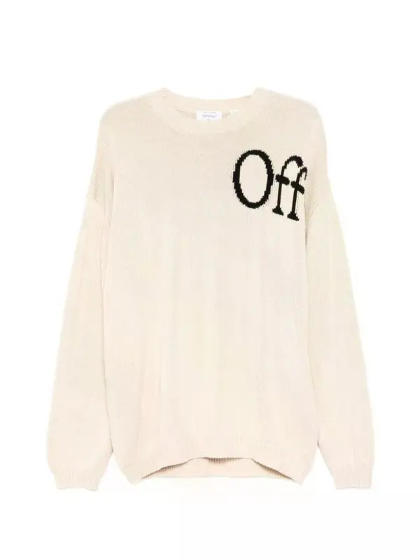 Off-White Logo-print Round Neck Jumper - Neutrals