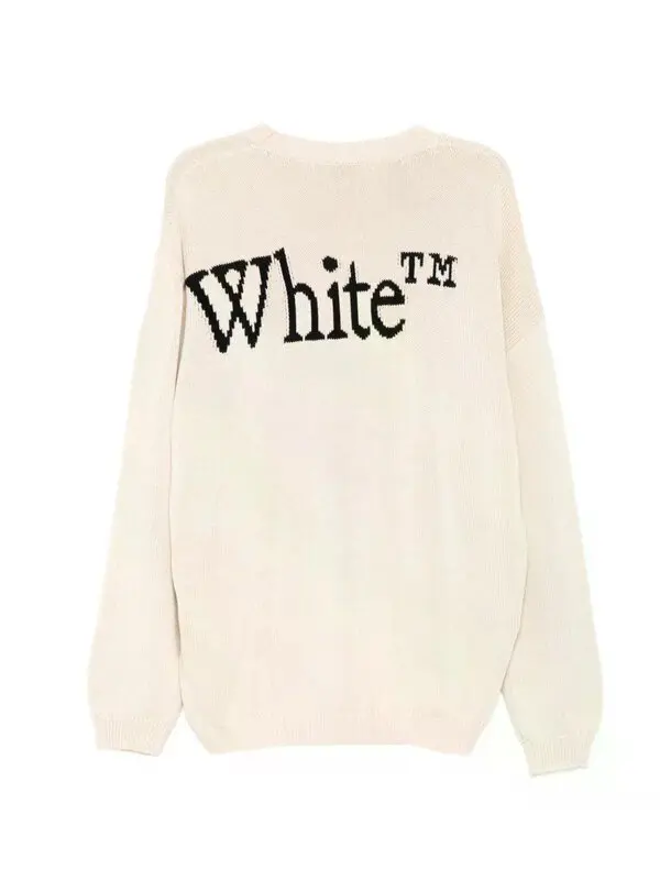 Off-White Logo-print Round Neck Jumper - Neutrals