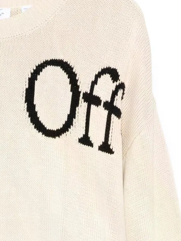 Off-White Logo-print Round Neck Jumper - Neutrals