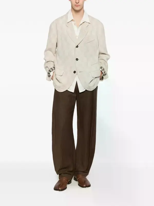 ZIGGY CHEN Checkerboard-pattern Single-breasted Blazer - Neutrals