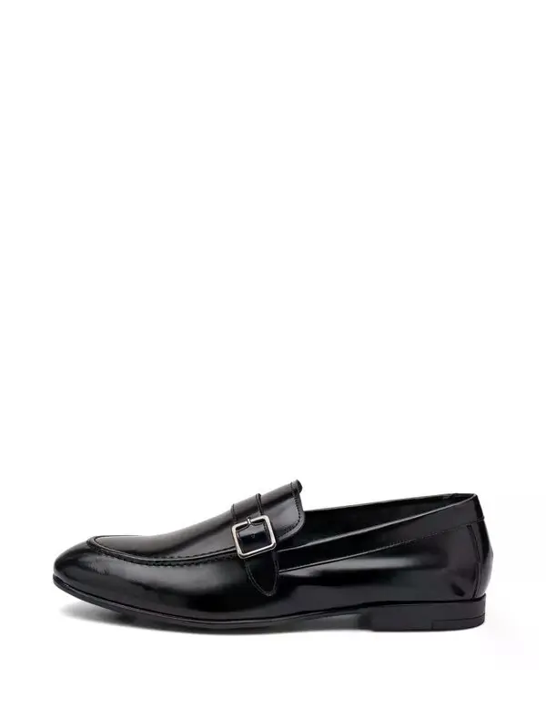 FRAU Polished Buckle-strap Loafers - Black