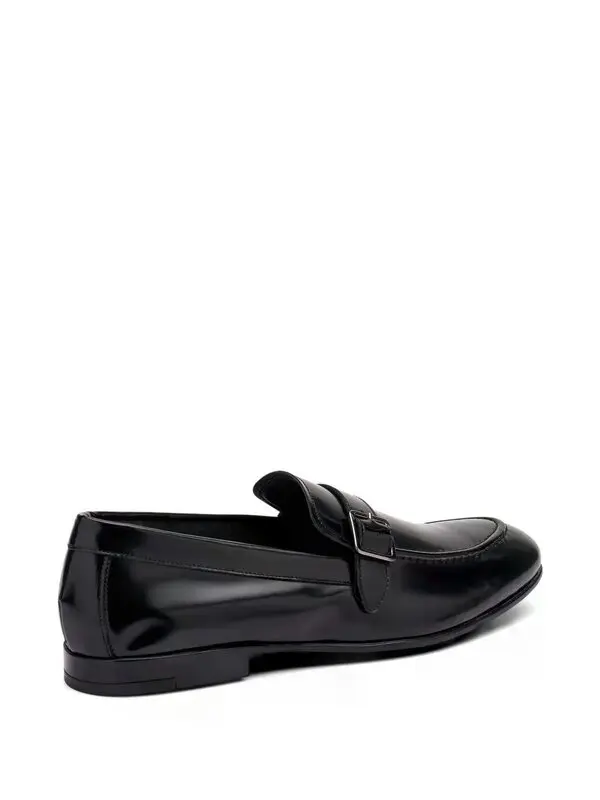 FRAU Polished Buckle-strap Loafers - Black