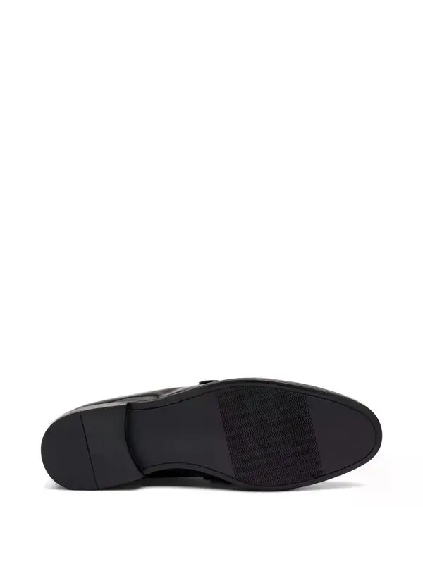 FRAU Polished Buckle-strap Loafers - Black