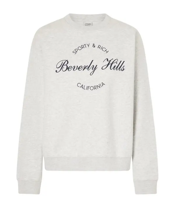 Sporty & Rich Beverly Script Cotton Sweatshirt - Gray