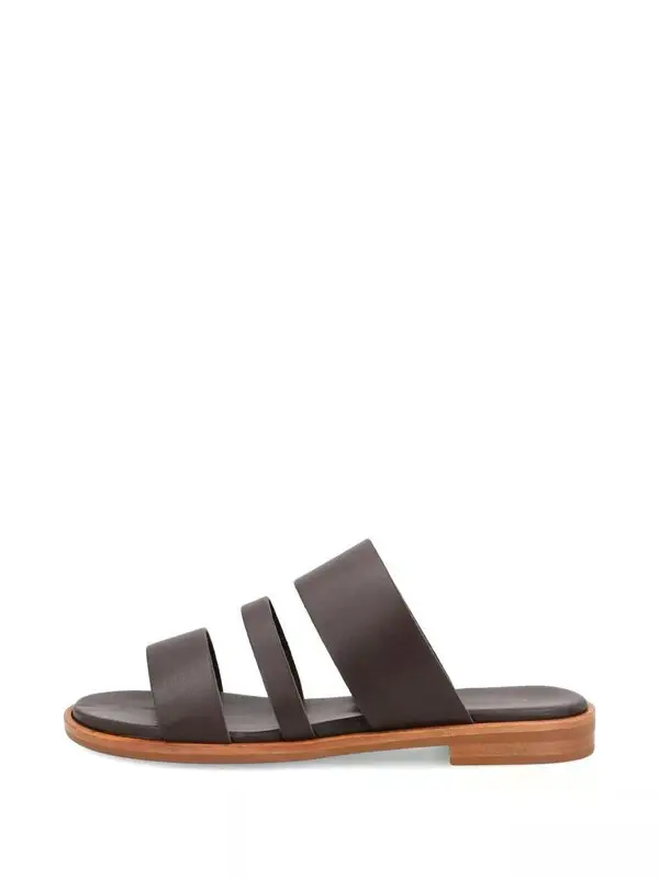 FRAU Triple-strap Leather Sliders - Brown