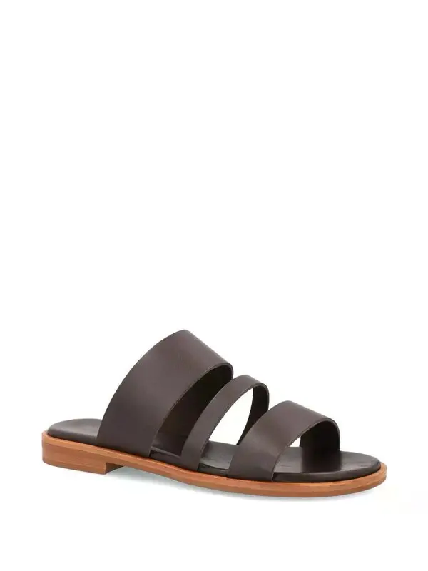FRAU Triple-strap Leather Sliders - Brown