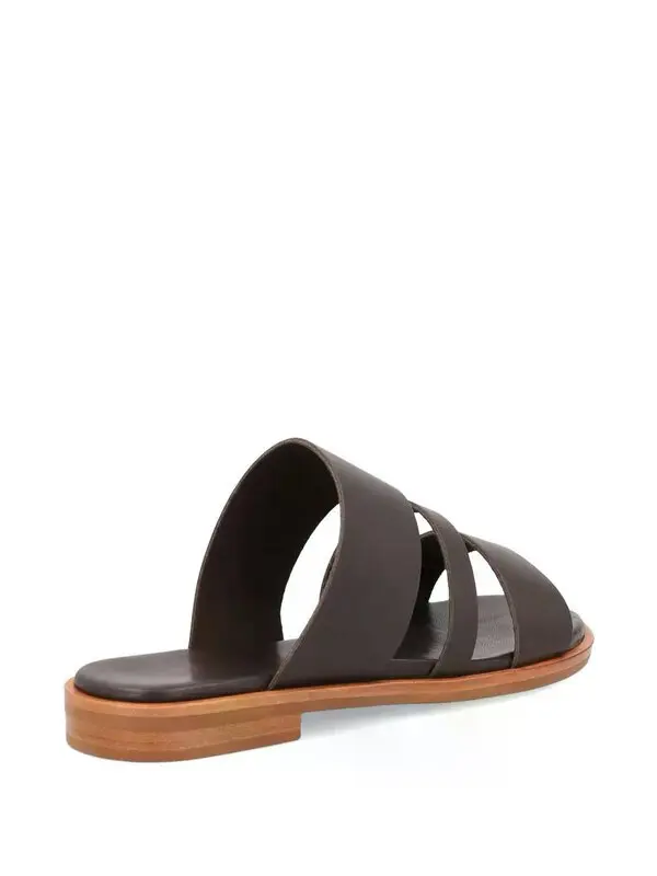 FRAU Triple-strap Leather Sliders - Brown