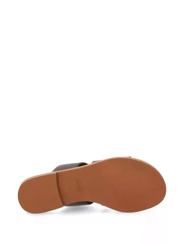 FRAU Triple-strap Leather Sliders - Brown