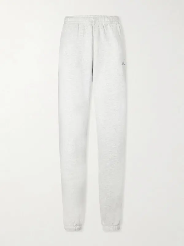 SPORTY & RICH Beverly Script Cotton-jersey Track Pants - Gray
