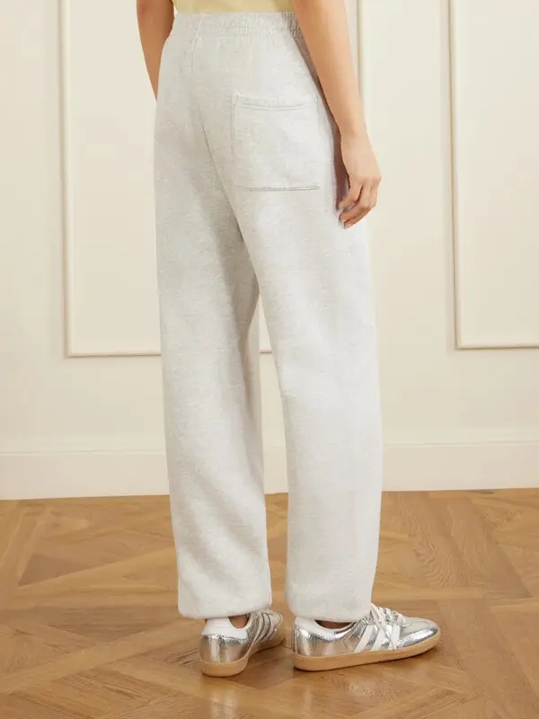 SPORTY & RICH Beverly Script Cotton-jersey Track Pants - Gray