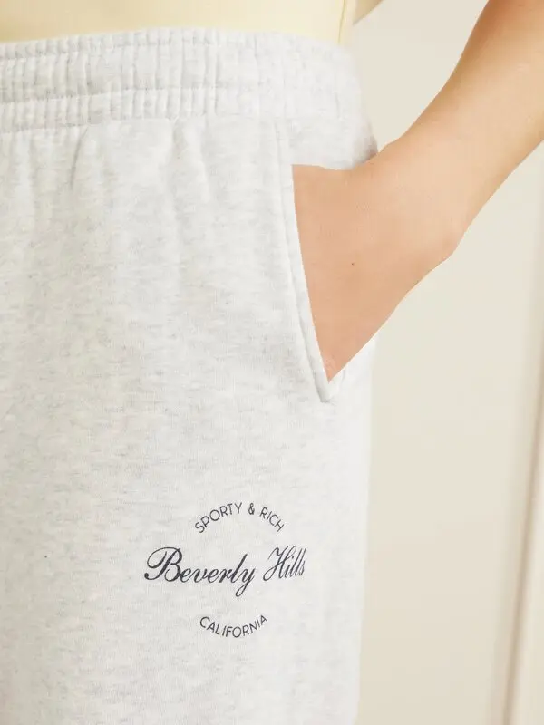 SPORTY & RICH Beverly Script Cotton-jersey Track Pants - Gray