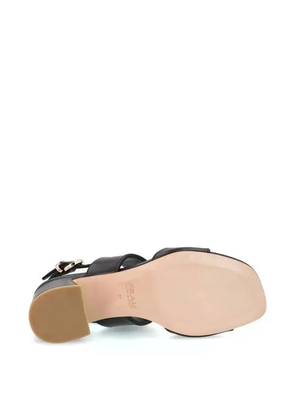 FRAU Block-heel Leather Sandals - Black
