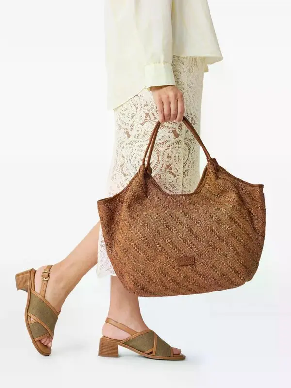 FRAU Woven Diagonal-stripe Tote Bag - Brown
