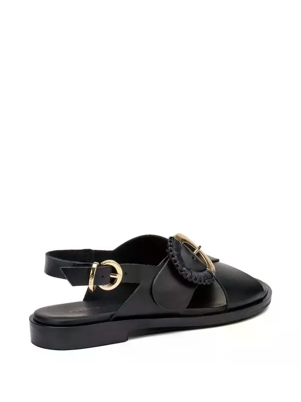 FRAU Raffia-weave Buckle Leather Sandals