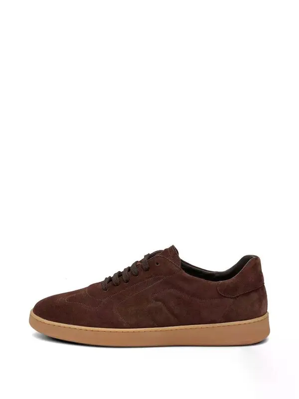 FRAU Top-stitching Suede Sneakers - Brown
