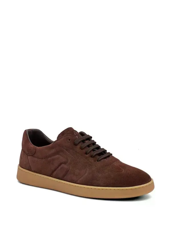 FRAU Top-stitching Suede Sneakers - Brown