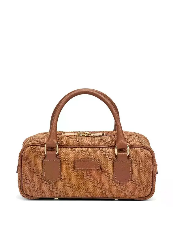 FRAU Boston Woven Raffia Tote - Brown