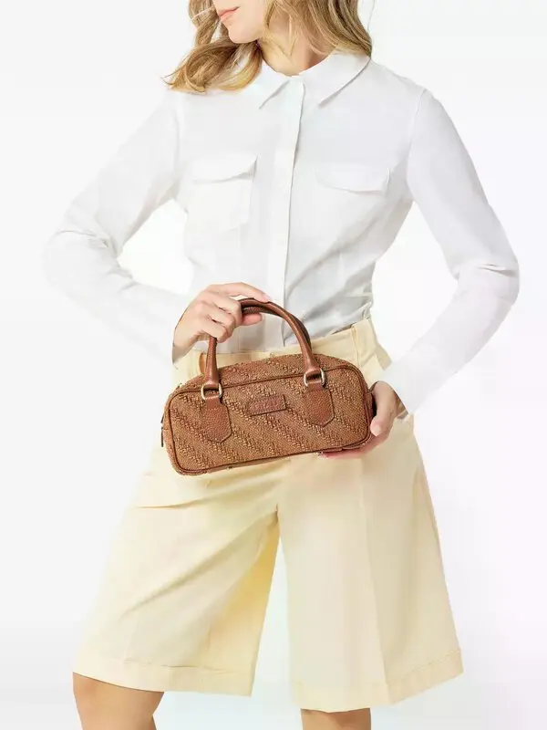 FRAU Boston Woven Raffia Tote - Brown