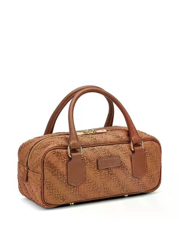 FRAU Boston Woven Raffia Tote - Brown