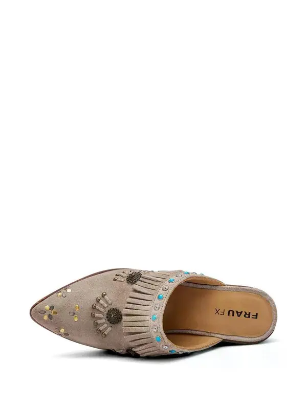 FRAU Fringed Stud-embellished Mules