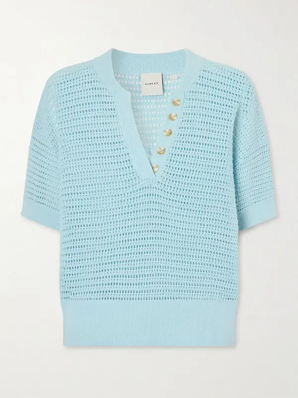 Varley Callie Open-knit Cotton Top
