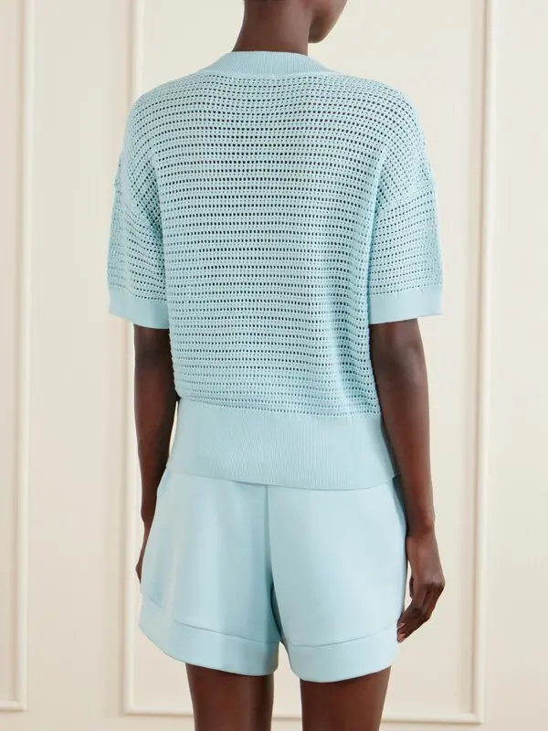 Varley Callie Open-knit Cotton Top