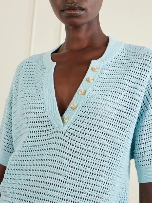 Varley Callie Open-knit Cotton Top