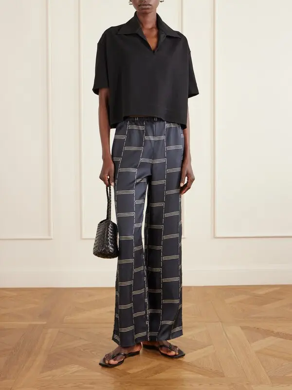 Matteau Printed Silk-twill Straight-leg Pants - Blue