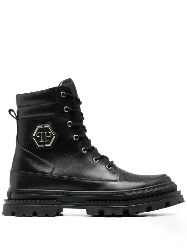 Philipp Plein Logo-plaque Leather Ankle Boots