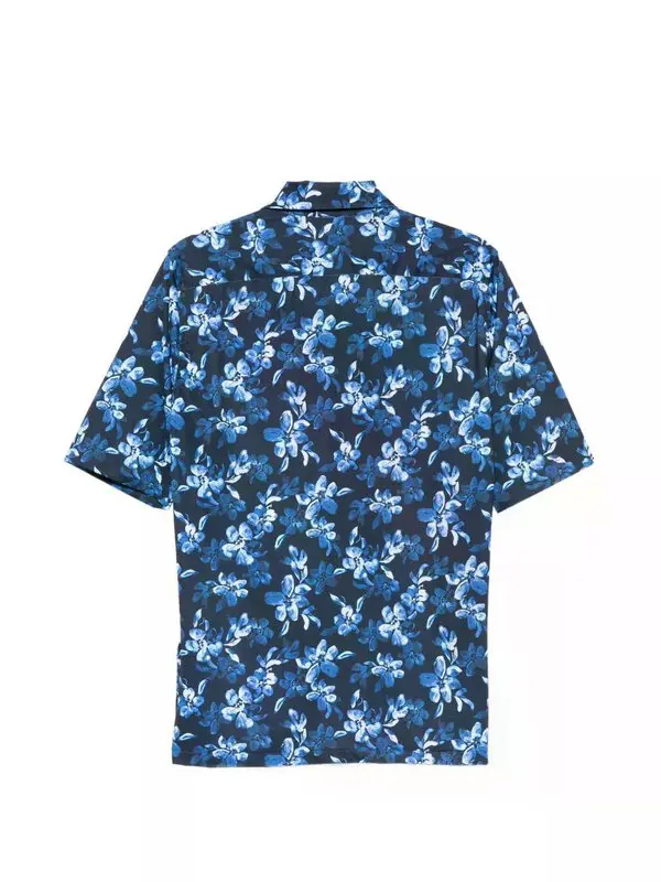 ORIAN Floral-print Short-sleeve Shirt - Blue