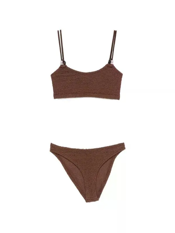 Hunza G Beaded Crinkle Bikini - Brown