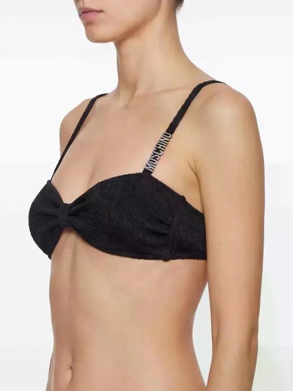Moschino Logo-detail Crinkled Bikini Top