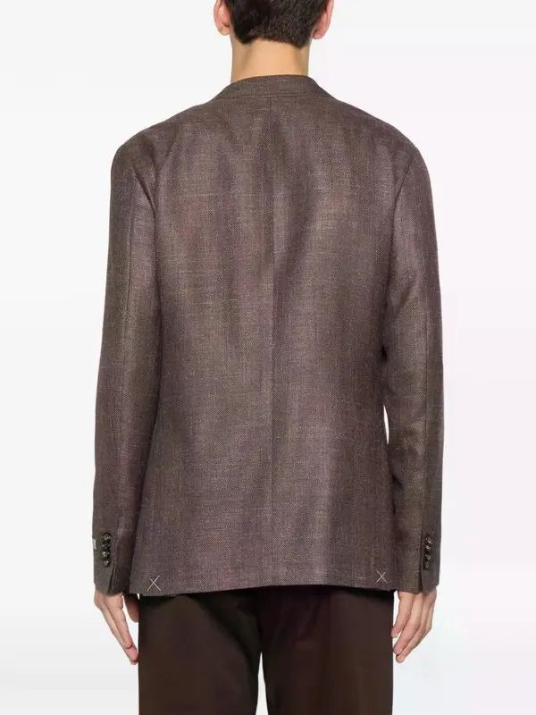 Canali Single-breasted Notched-lapels Blazer - Brown