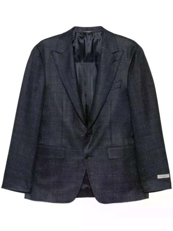 Canali Check-pattern Single-breasted Blazer - Blue