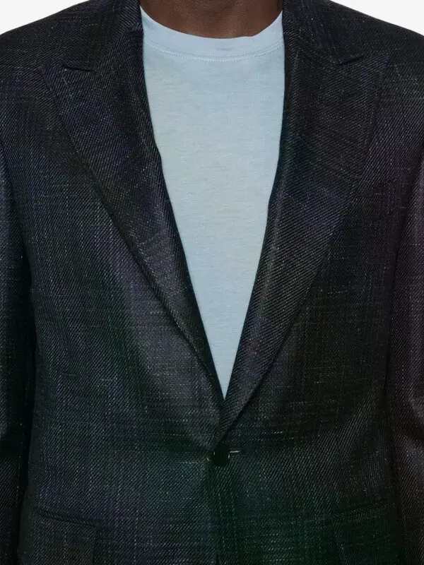 Canali Check-pattern Single-breasted Blazer - Blue