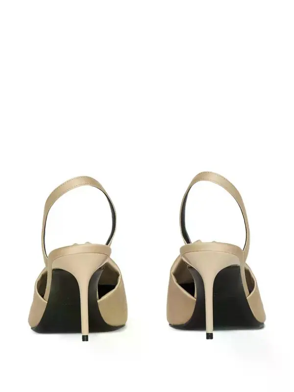 Balmain Cotton Gabardine Slingbacks With Piercing - Neutrals