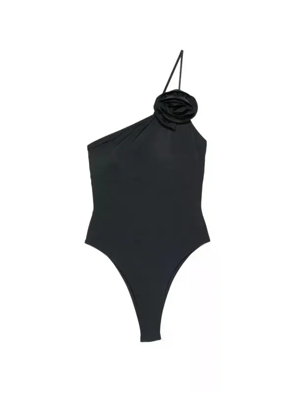 Moschino One-shoulder Floral Swimsuit - Black