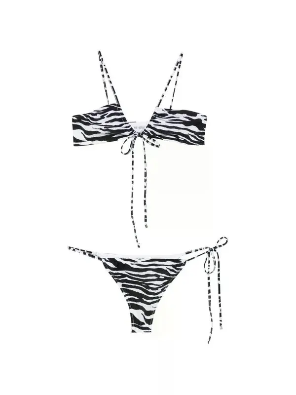 Attico Zebra-print Tie-fastening Bikini - White