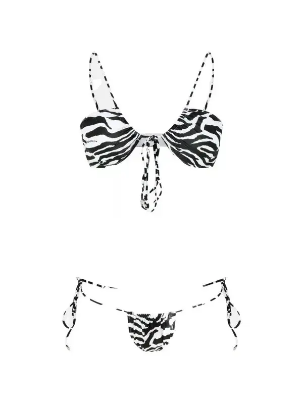 Attico Zebra Print Bikini - White