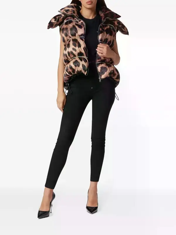 Philipp Plein Leopard-print Quilted Down Gilet