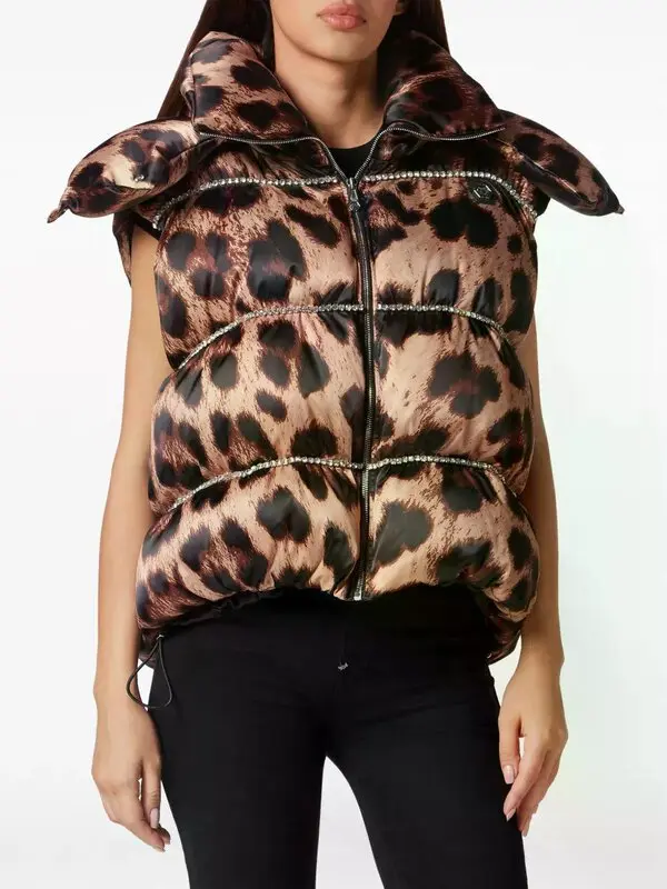Philipp Plein Leopard-print Quilted Down Gilet