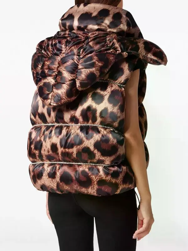 Philipp Plein Leopard-print Quilted Down Gilet